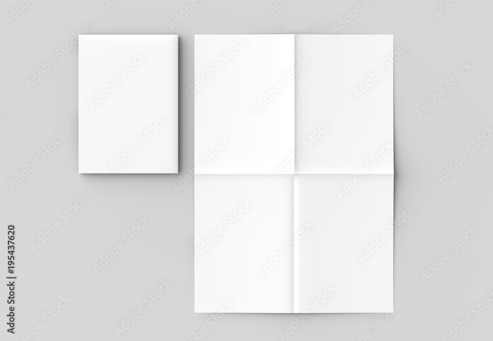 8 page leaflet - French fold right angle vertical brochure mock up ...