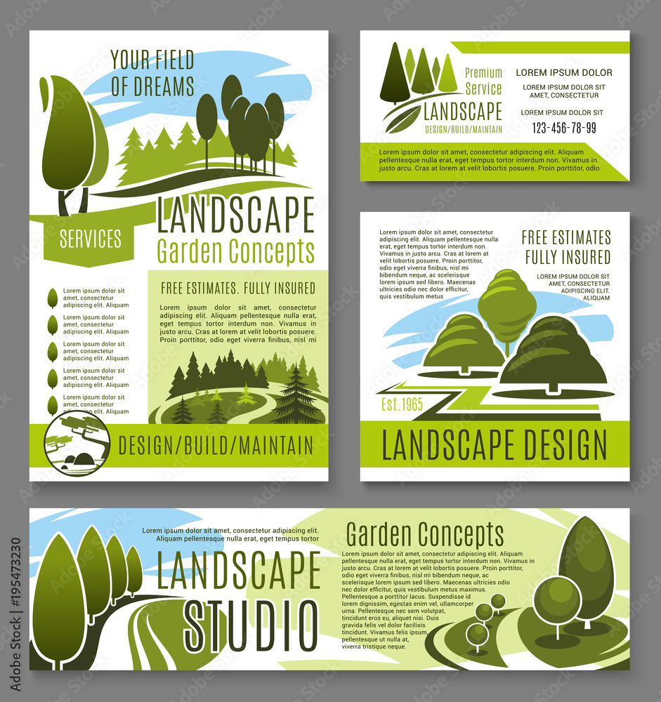 Vector landscape garden design concept posters Stock Vector | Adobe Stock