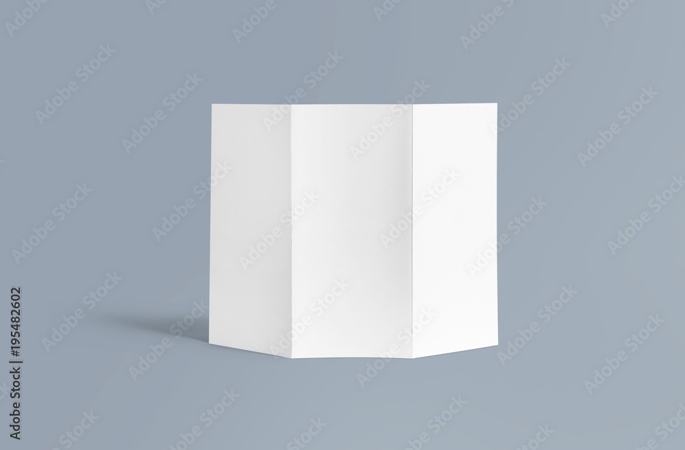 Tri-fold brochure mock-up. Blank brochure white template paper on ...