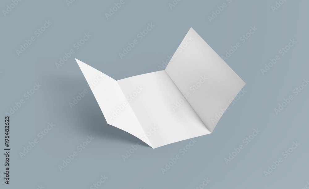 Tri-fold brochure mock-up. Blank brochure white template paper on ...