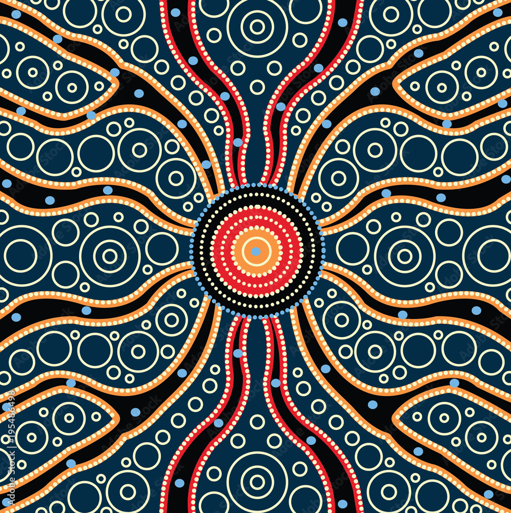 Connection concept, Aboriginal art vector painting, Illustration based ...