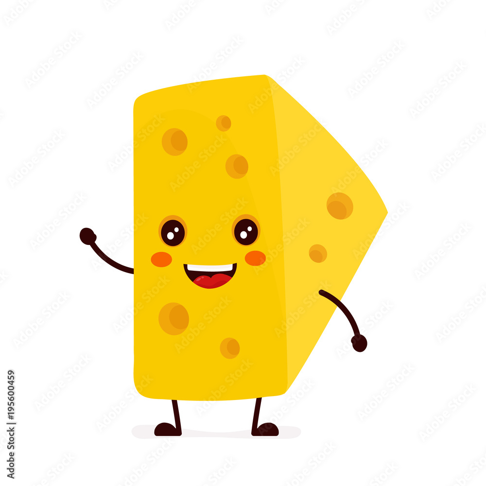Funny happy cute smiling cheese. Vector Stock Vector | Adobe Stock