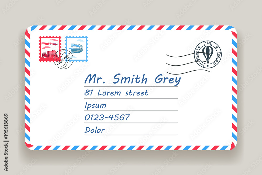 Mailing postal address mail letter post stamp vector illustration Stock ...