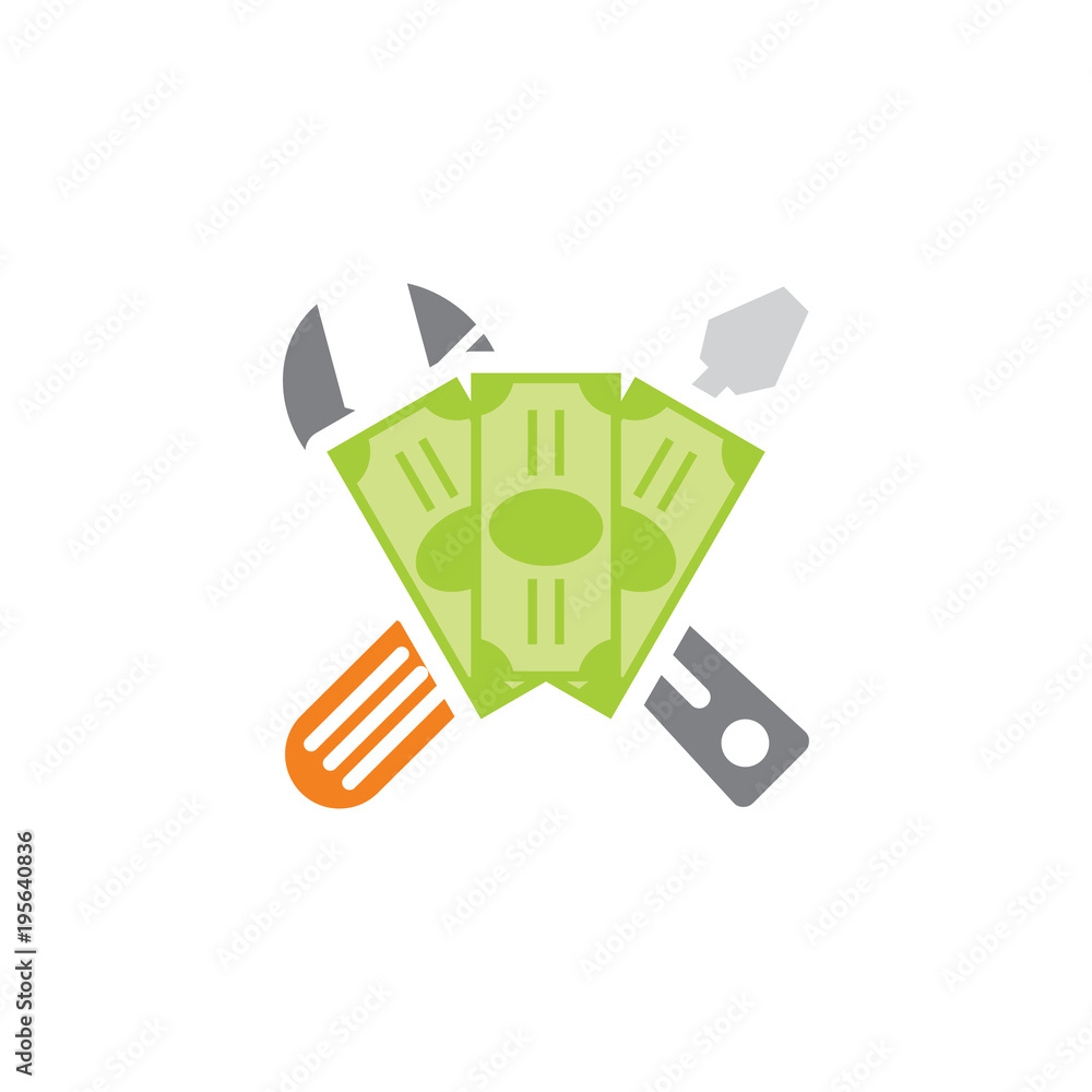 Money Repair Logo Icon Design Stock Vector | Adobe Stock