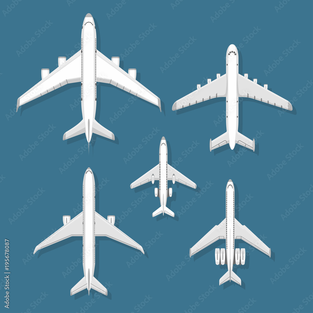 Airplane vector illustration top view plane and aircraft transportation ...