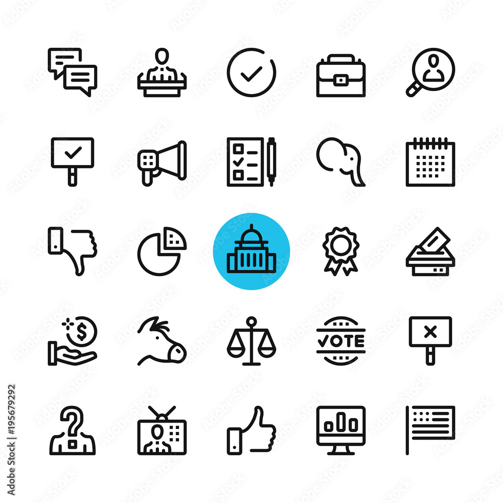 Politics, elections line icons set. Modern graphic design concepts ...