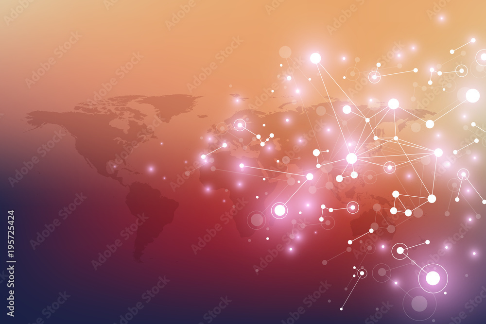 Political World Map with global technology networking concept. Digital ...