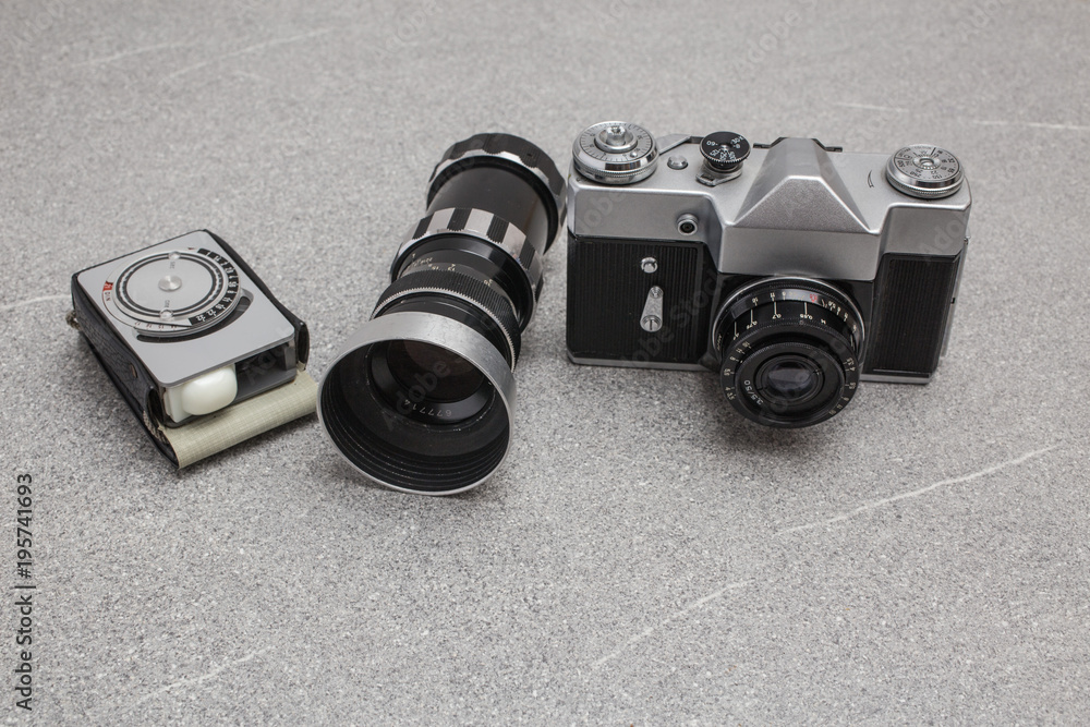 camera lens white old film retro light meter Stock Photo | Adobe Stock