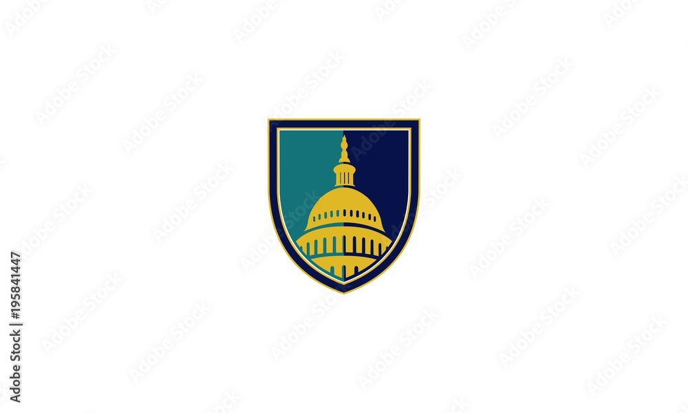 capitol of Oklahoma with shield. Oklahoma city. vector logo. Building ...