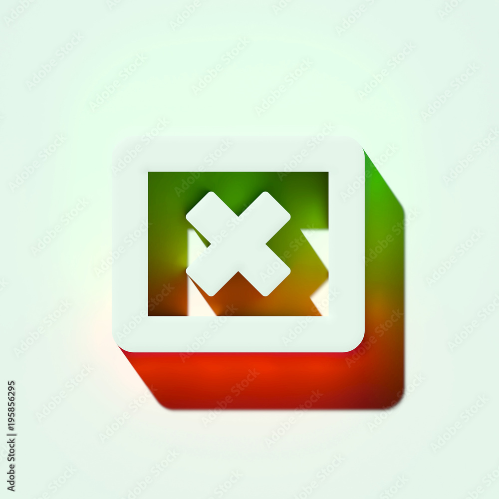 White Window Close Contour Icon. 3D Illustration of White Cancel, Close ...
