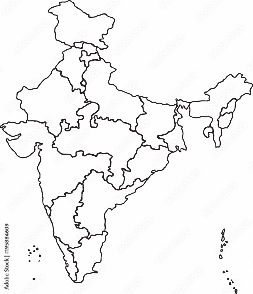 Freehand sketch outline India map, vector illustration. Stock Vector ...