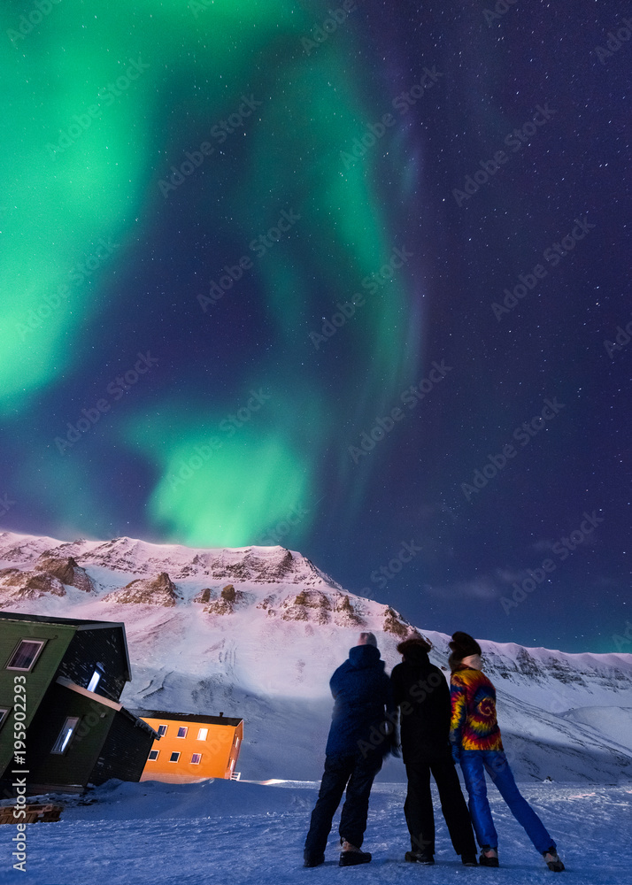 The polar arctic Northern lights aurora borealis sky star in Norway ...
