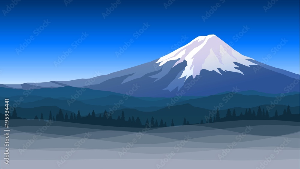 Vector illustration with Mount Fuji Stock Vector | Adobe Stock