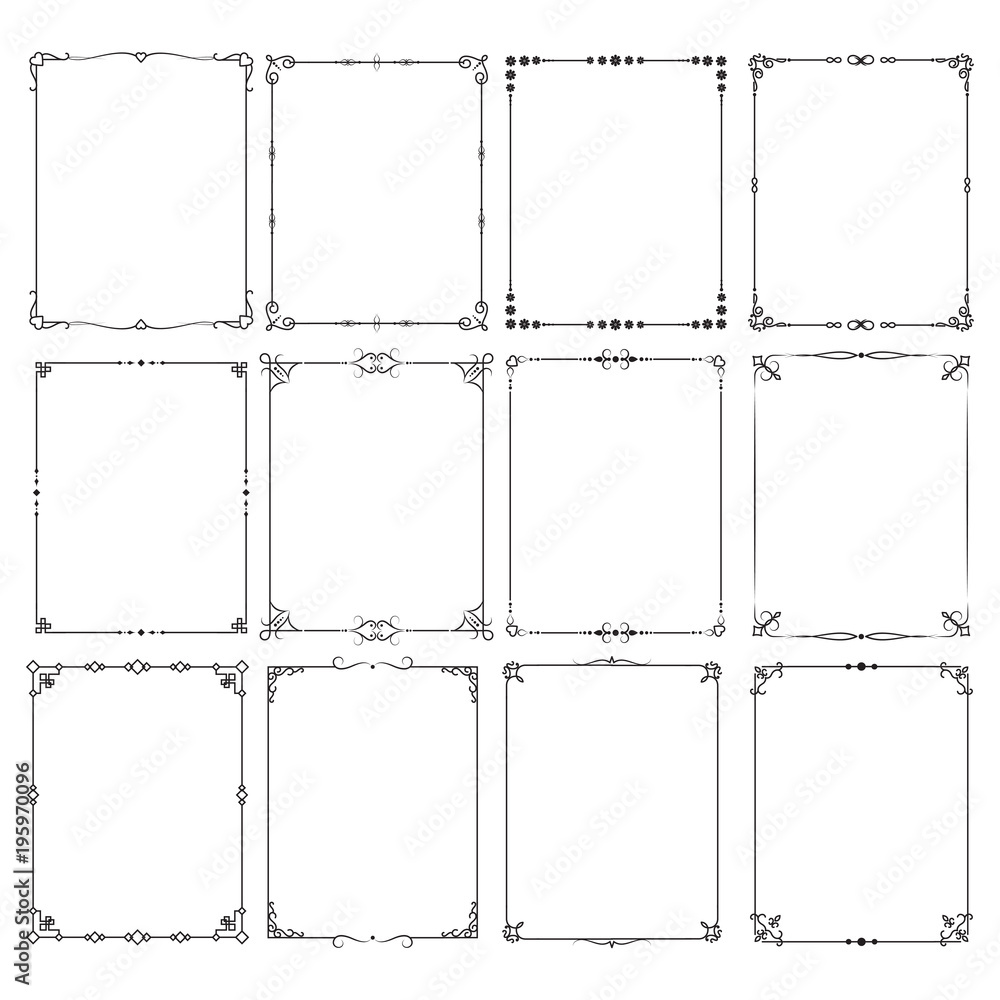 Retro classic elegant frame borders vector set for certificate and ...