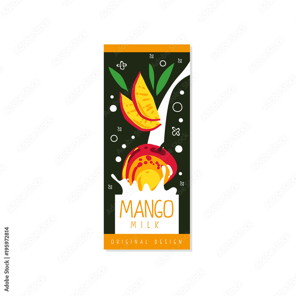Mango milk logo original design, label for natural healthy dairy ...