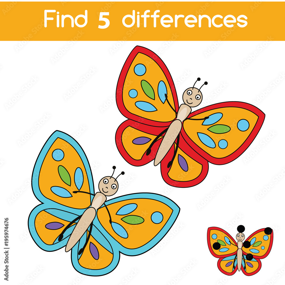 Find the differences educational children game. Kids activity sheet ...
