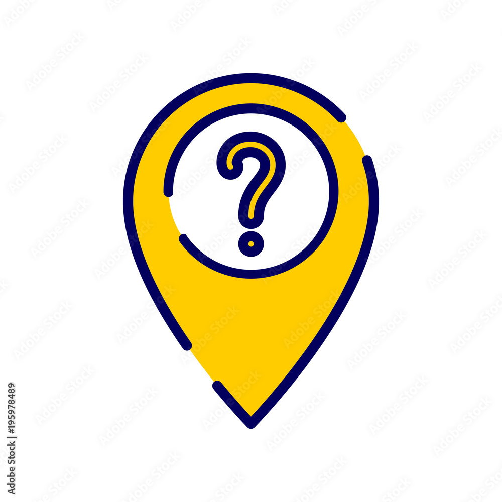 Location icon with question mark. Location icon and help, how to, info ...