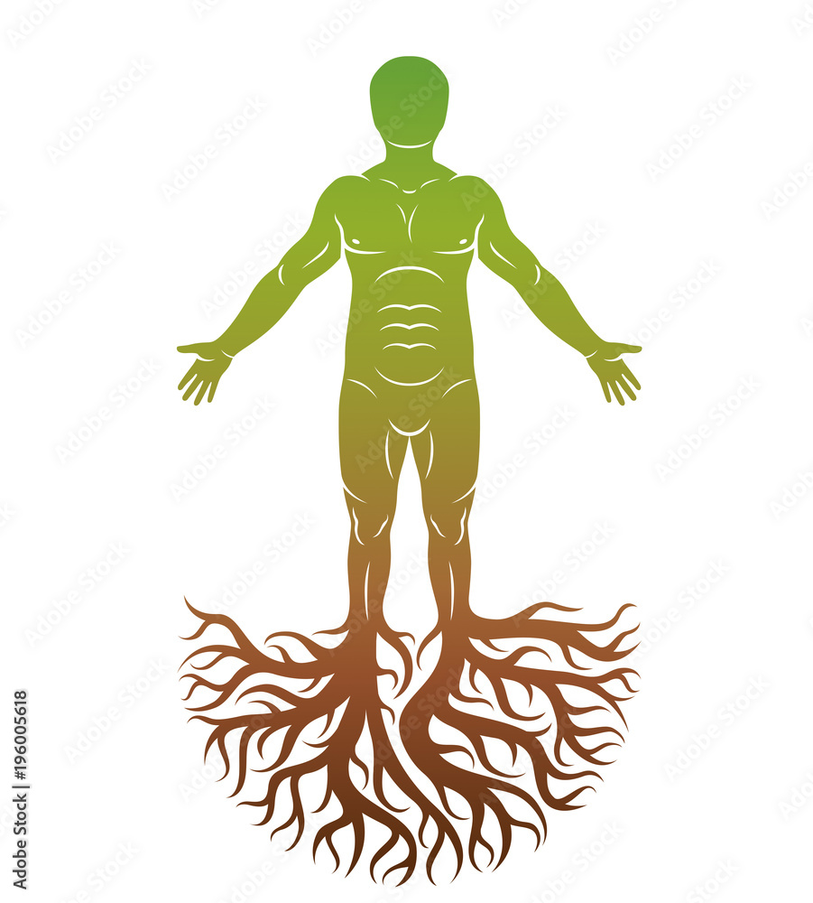 Vector human, individuality created with tree roots. Family tree, tree ...