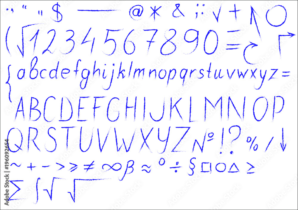 Manual text. Font handwritten. Mathematical signs are written by hand ...