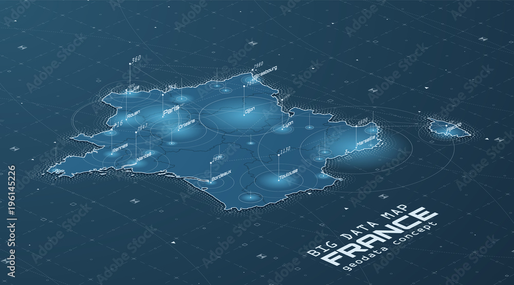 Vector de Stock France map big data visualization. Futuristic map ...