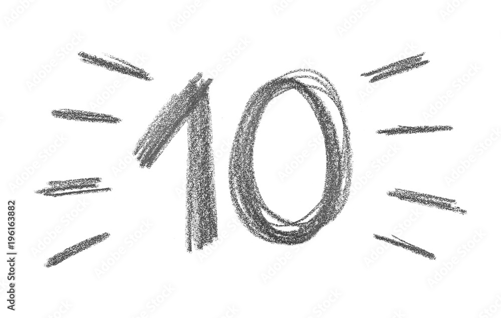 Grunge graphite pencil number 10 drawing background and texture ...
