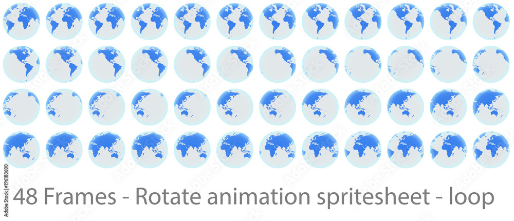 Globe rotation animation sprite sheet loop animation, Globe rotation ...