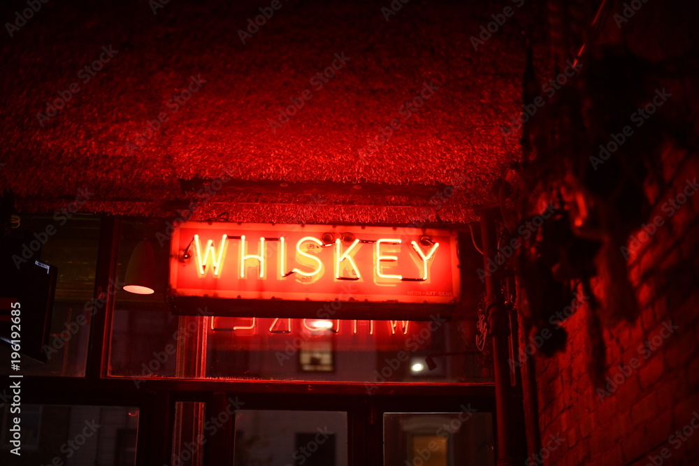 Neon whiskey bar sign Stock Photo | Adobe Stock