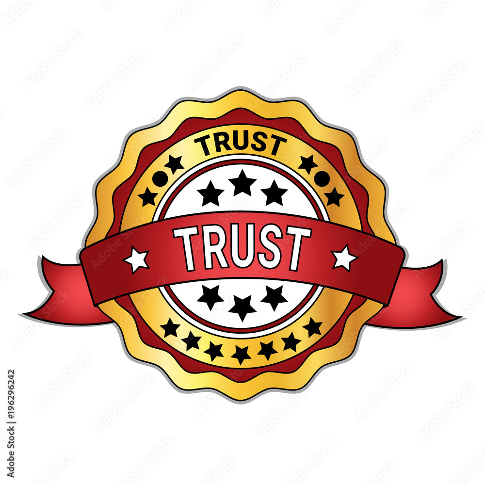 Golden Badge Trust Sticker Isolated On White Background Guarantee Sign ...