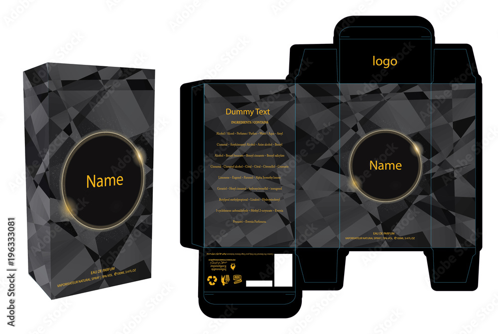 Packaging design, perfume luxury box design template and mockup box ...