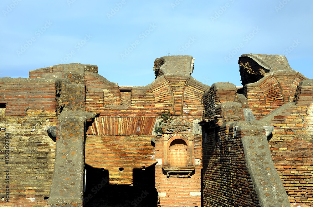 The archaeological site of Ostia Antica which was the old port of Rome ...