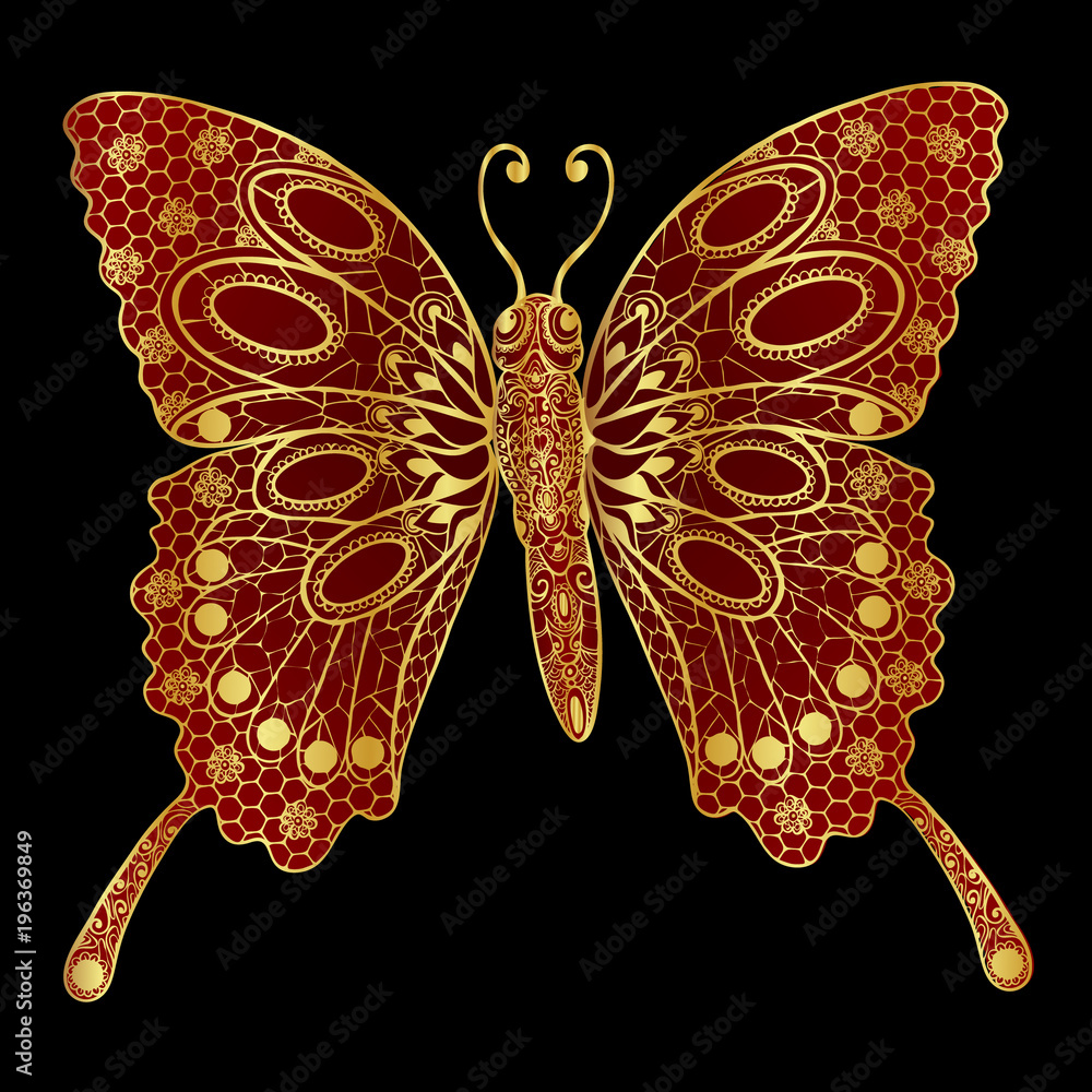 Butterfly vector by hand drawing Stock Vector | Adobe Stock