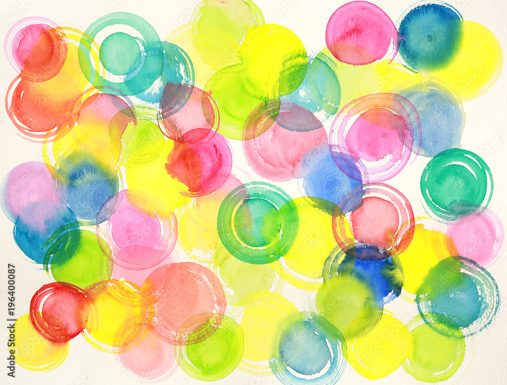 Bunte tanzende Kreise Aquarell handgemalt Stock Illustration | Adobe Stock