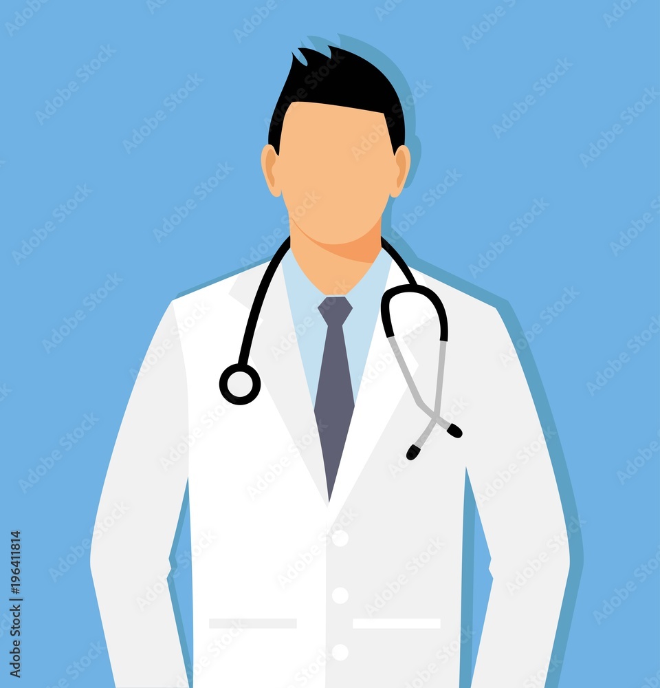 doctor in a dressing gown with a stethoscope. doctor without a face ...