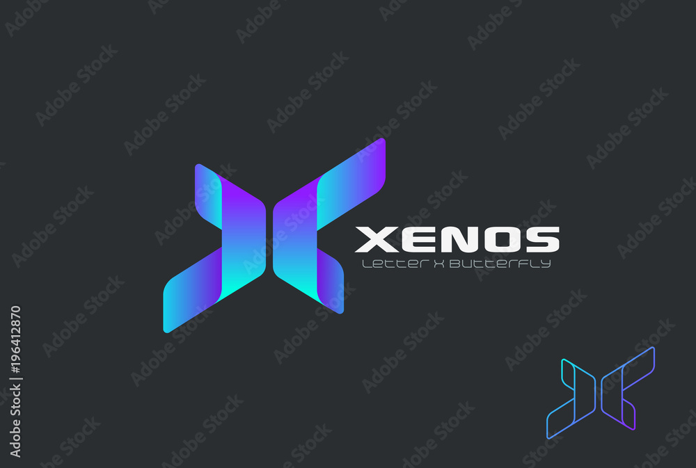 Butterfly ribbon design abstract Logo vector. Letter X icon Stock ...