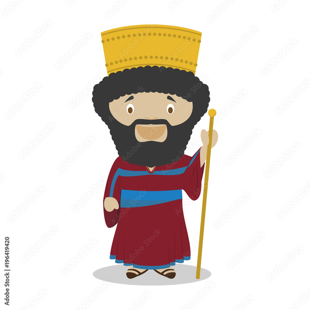 Cyrus II of Persia (The Great) cartoon character. Vector Illustration ...