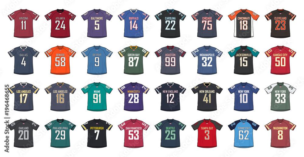 American Football Generic Shirts Stock Vector | Adobe Stock