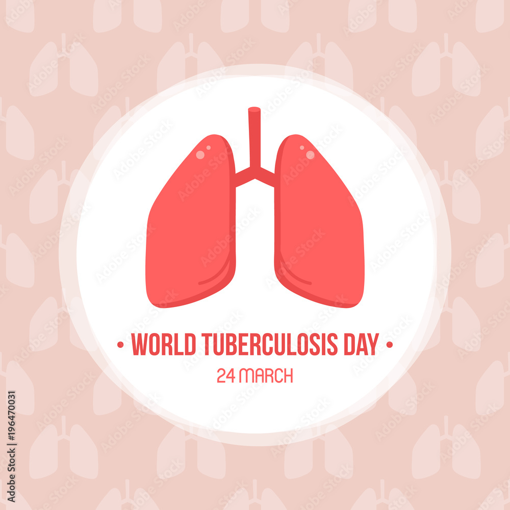 World tuberculosis day card, vector illustration with cute cartoon pair ...