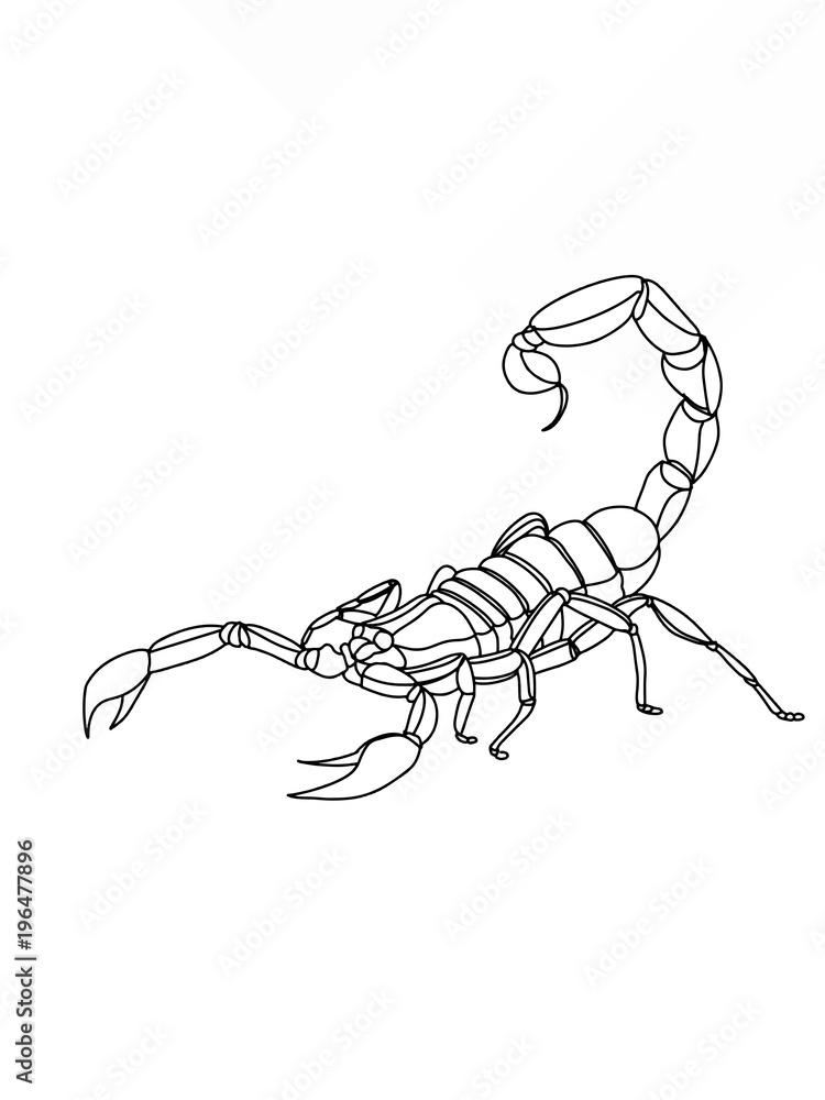 scorpion cartoon illustration coloring drawing Stock Illustration ...