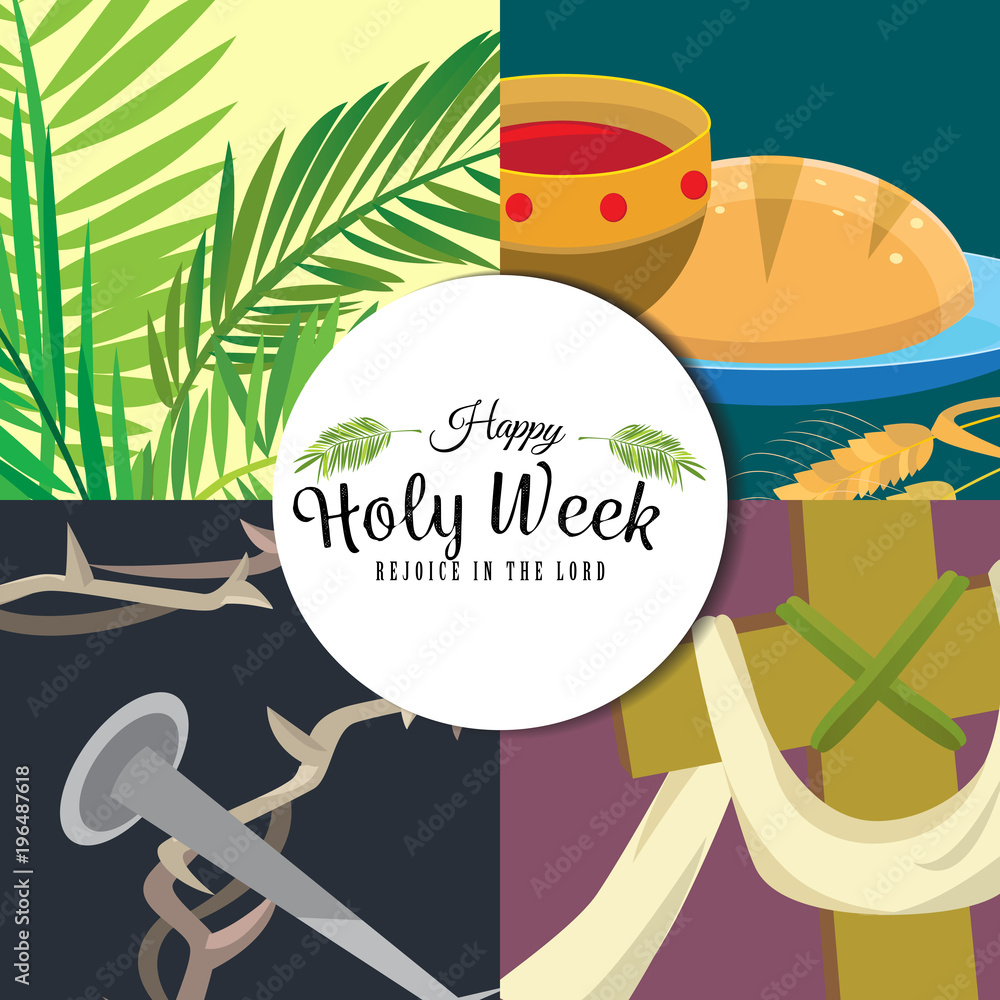 Set for Christianity holy week before easter, Lent and Palm or Passion ...