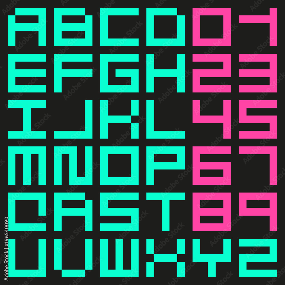 Minimalist rectangular pixel vector font. Small set of monospace ...