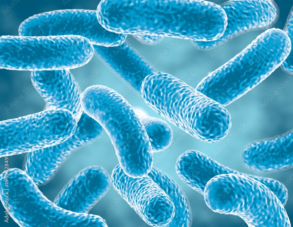 Blue bacteria cells, bacterial infection concept 3d rendering. Stock ...