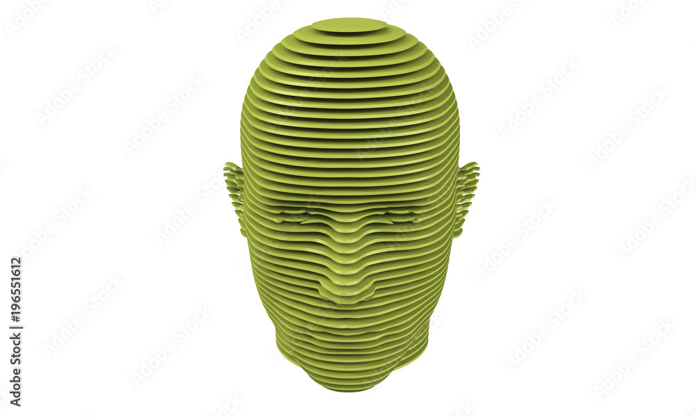 3d model of a humane head with colored skin isolated on white. it is a ...