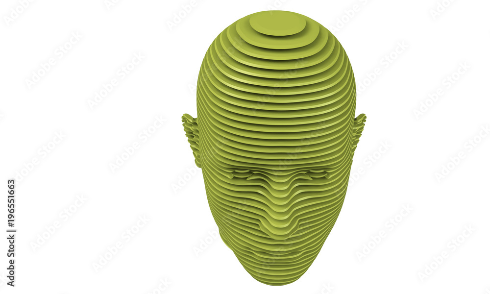 3d model of a humane head with colored skin isolated on white. it is a ...