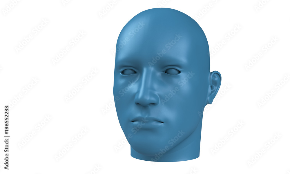 3d model of a humane head with colored skin isolated on white. it is a ...