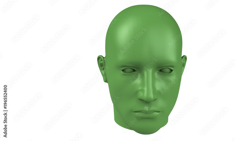3d model of a humane head with colored skin isolated on white. it is a ...