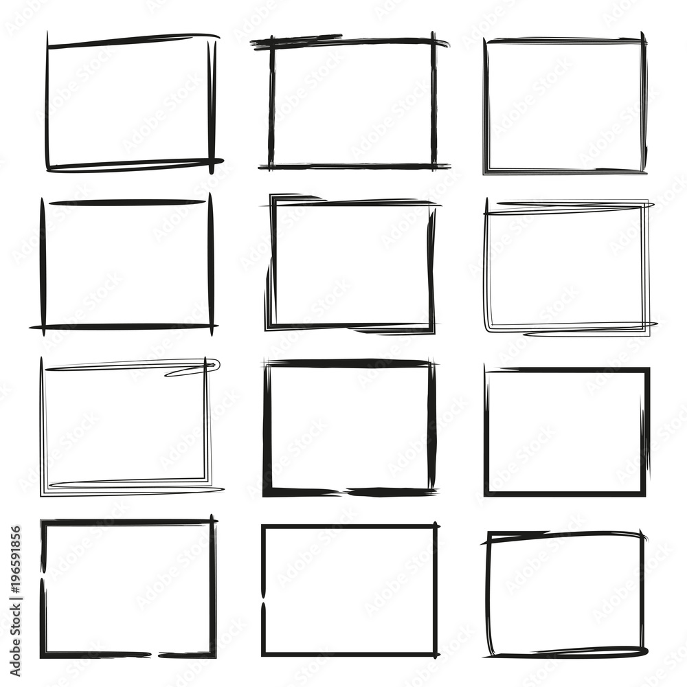 black grunge rectangle frame, border set Stock Vector | Adobe Stock