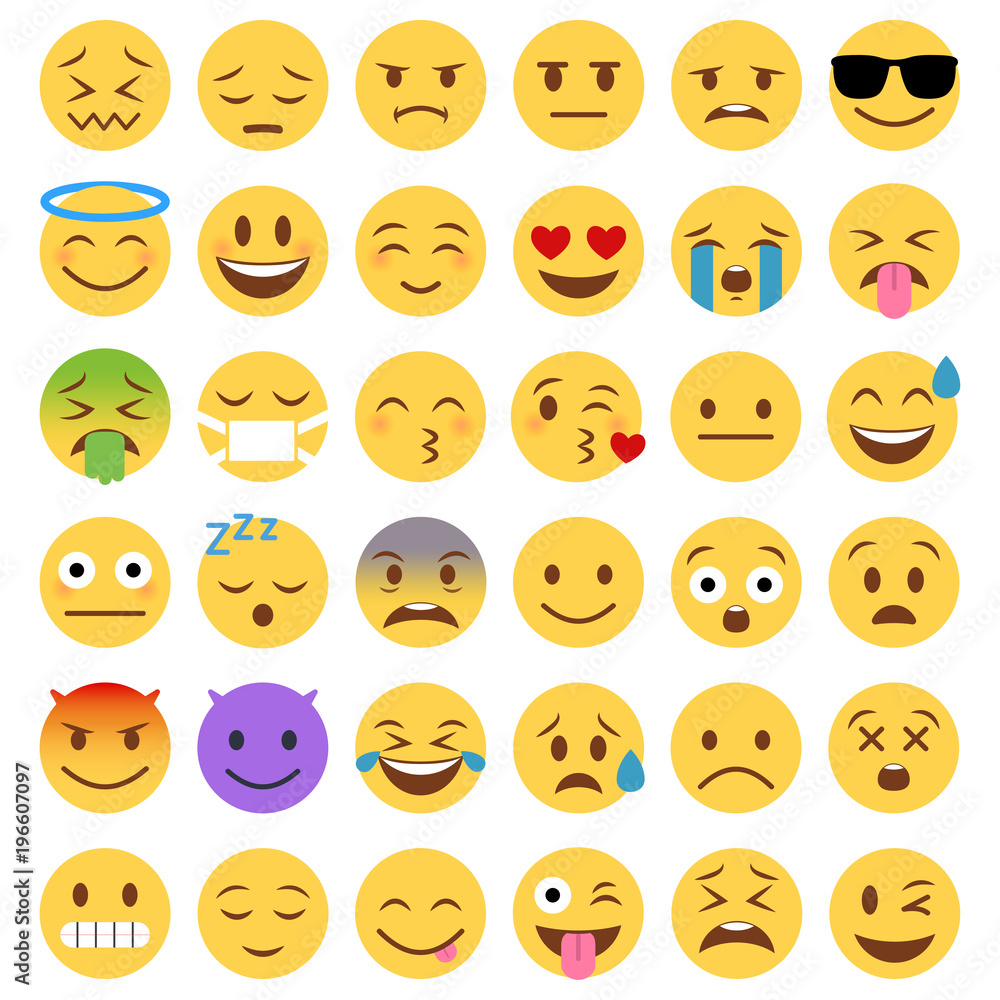 Emoticon Set Stock Vector | Adobe Stock