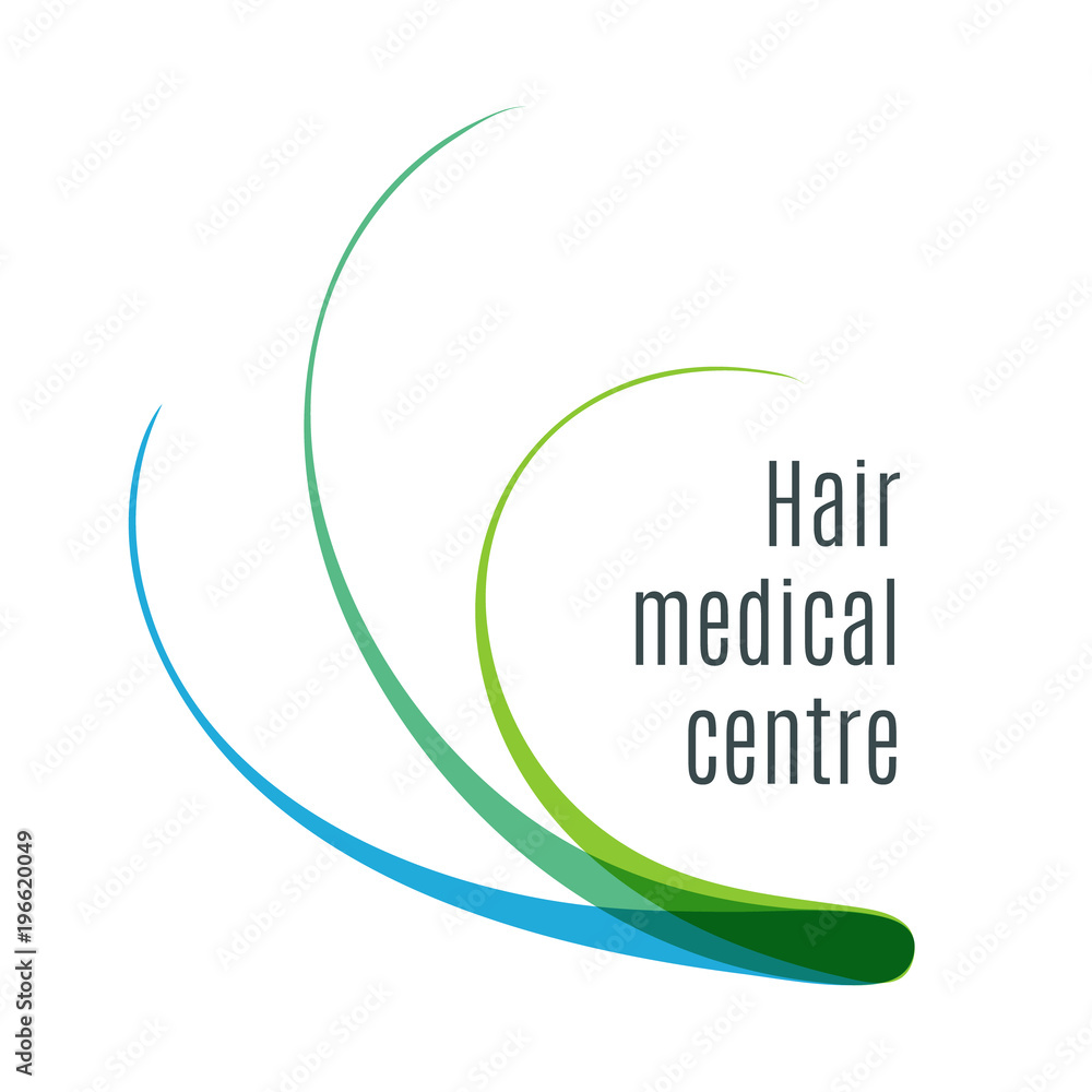 Hair logo with three follicle icons for medical diagnostic centers and ...