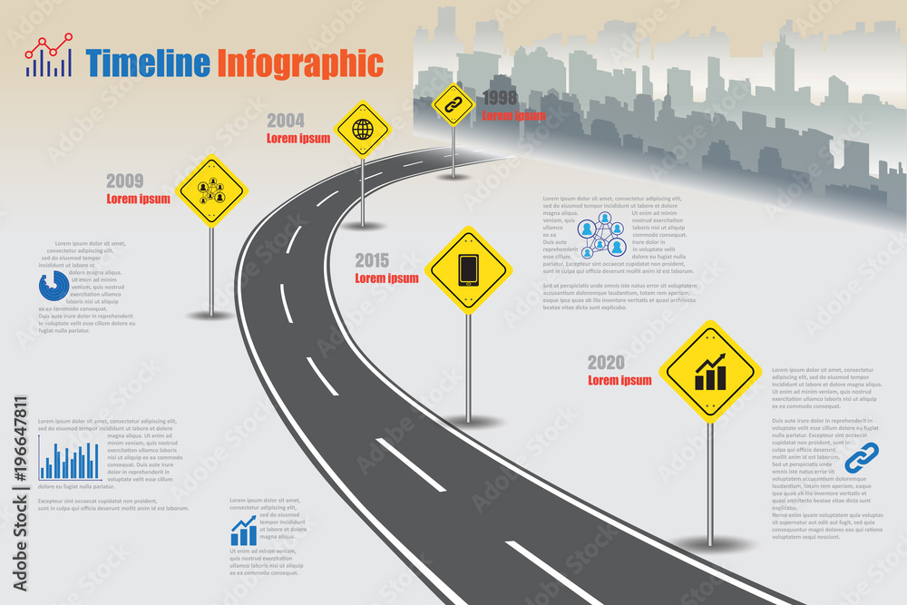 Business road map timeline infographic city designed for abstract ...