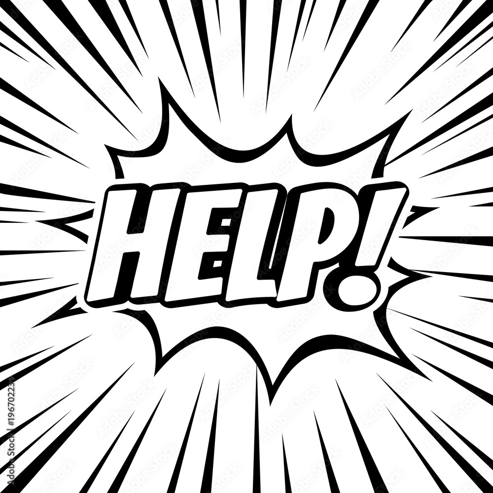 Cartoon comic graphic design for HELP Stock Vector | Adobe Stock